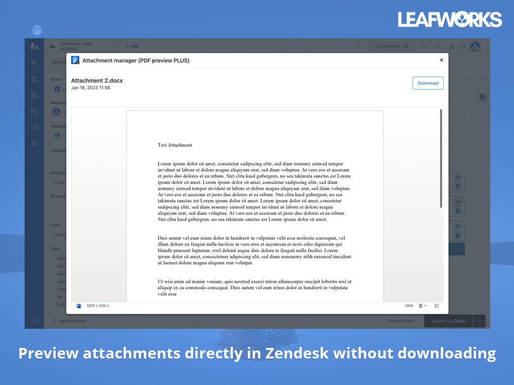 Attachments Manager App Integration with Zendesk Support